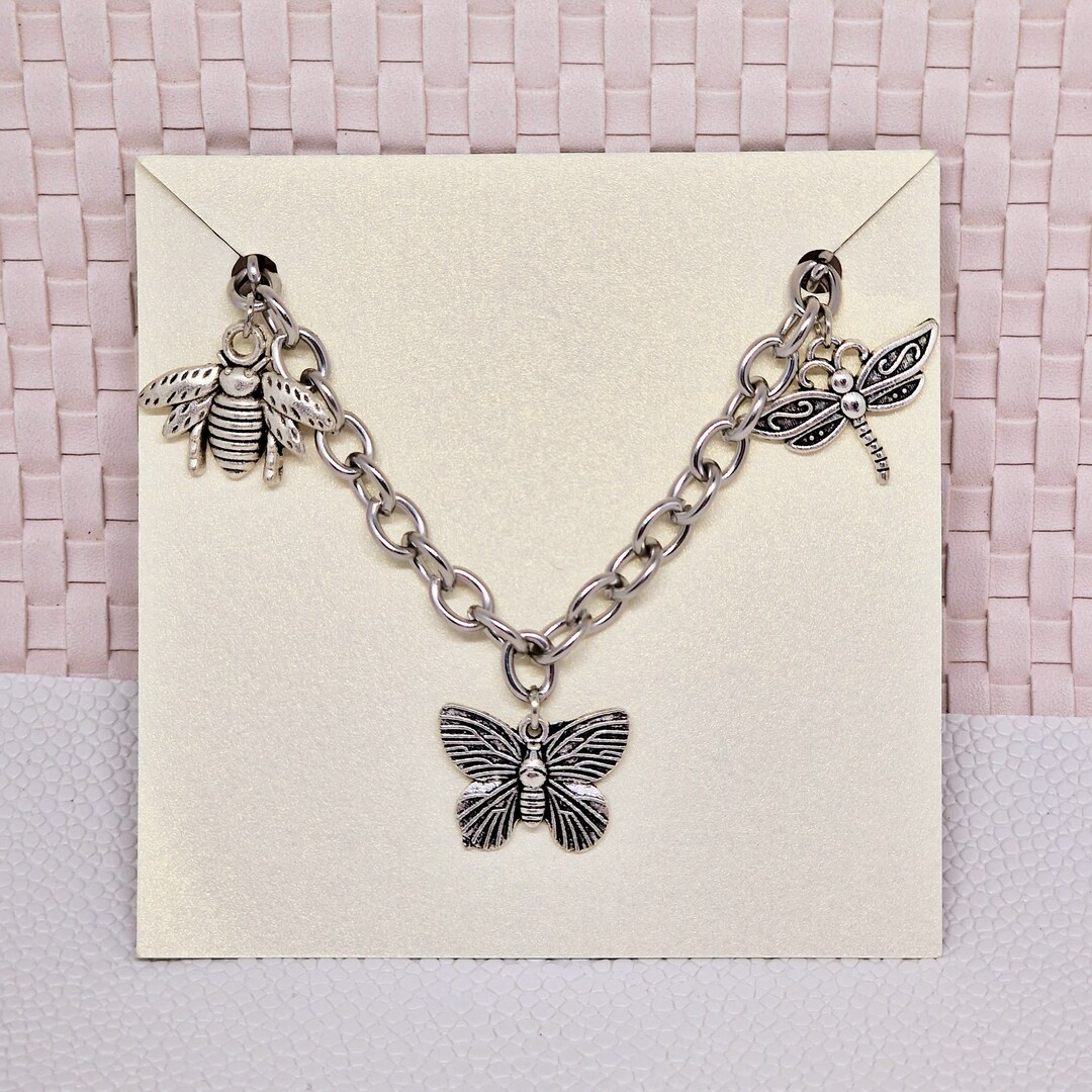 Outlander Inspired Bee, Dragonfly and Butterfly Fixed Charm Chain Charm ...