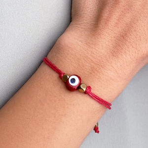 Tiny Red Evil Eye Bracelet | the Red String of Fate Evil Eye Jewellery ...