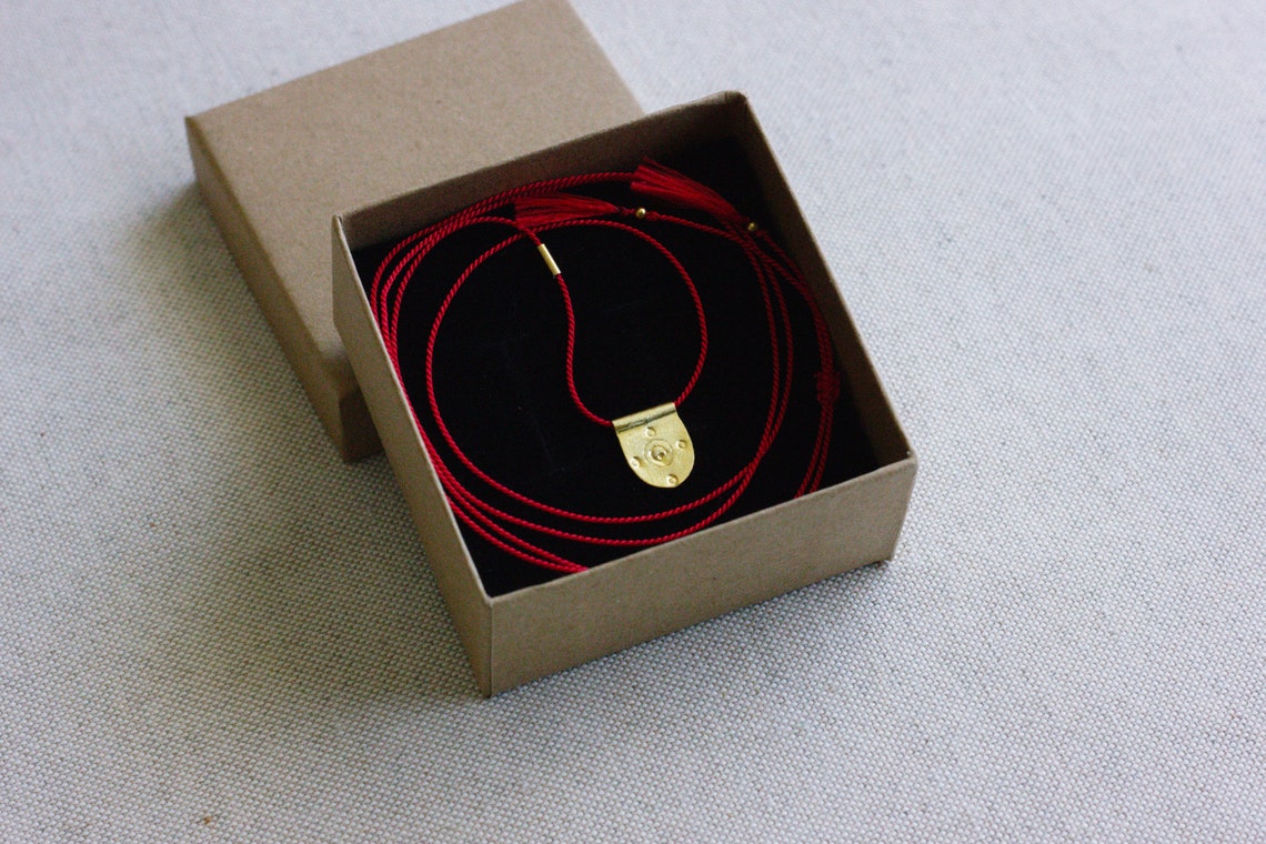 Silk Red String Talisman Necklace 925 Sterling Silver 24 K Gold Plated ...