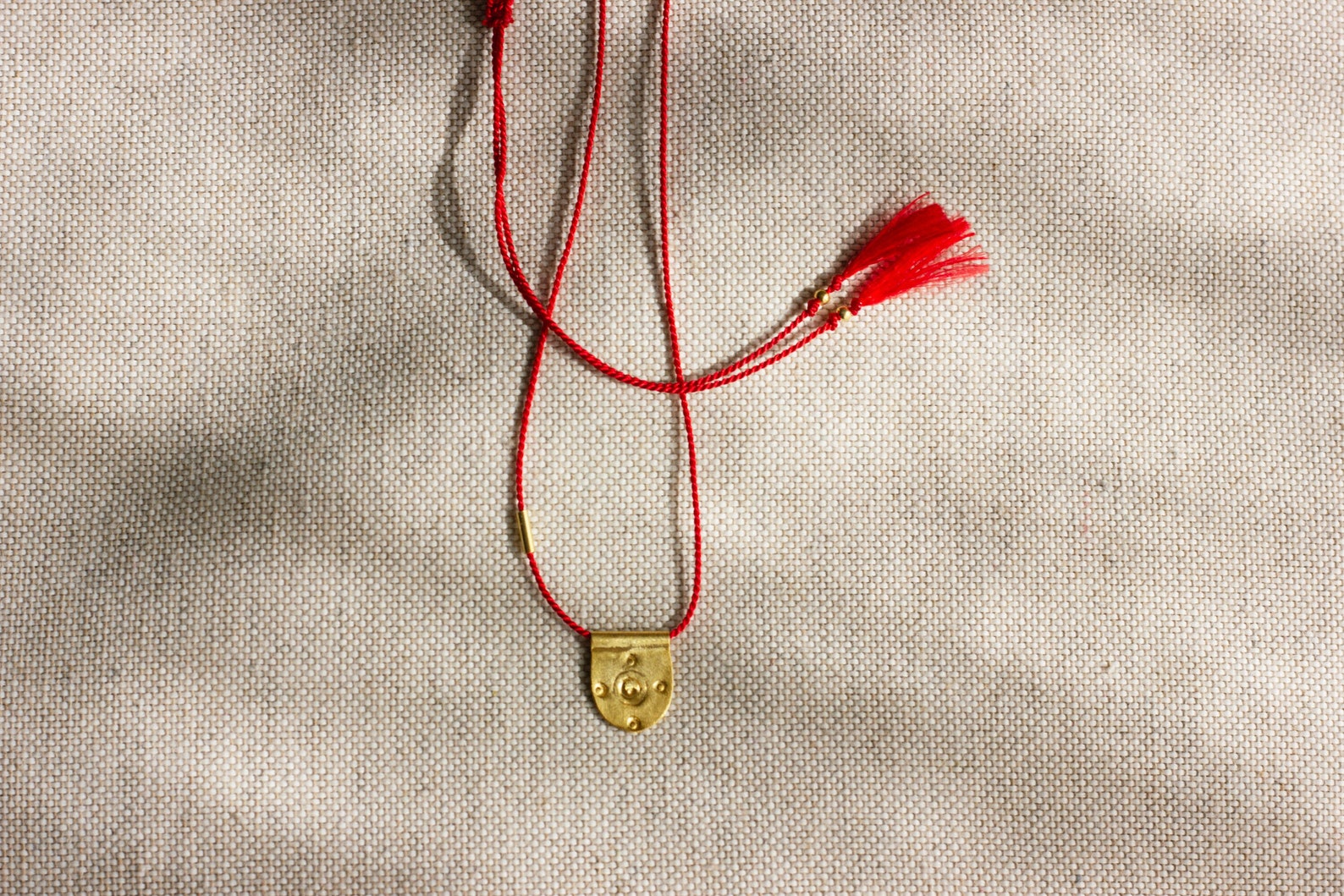 Silk Red String Talisman Necklace | 925 Sterling Silver 24 K Gold ...