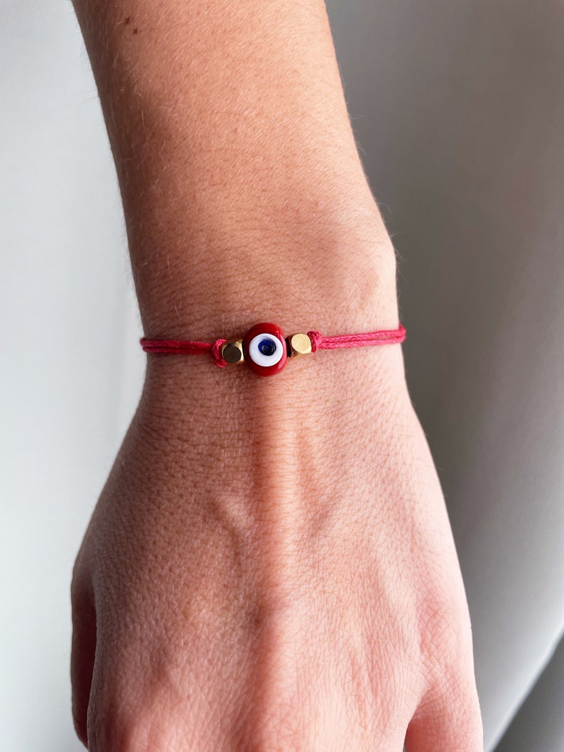 Tiny Red Evil Eye Bracelet | the Red String of Fate Evil Eye Jewellery ...