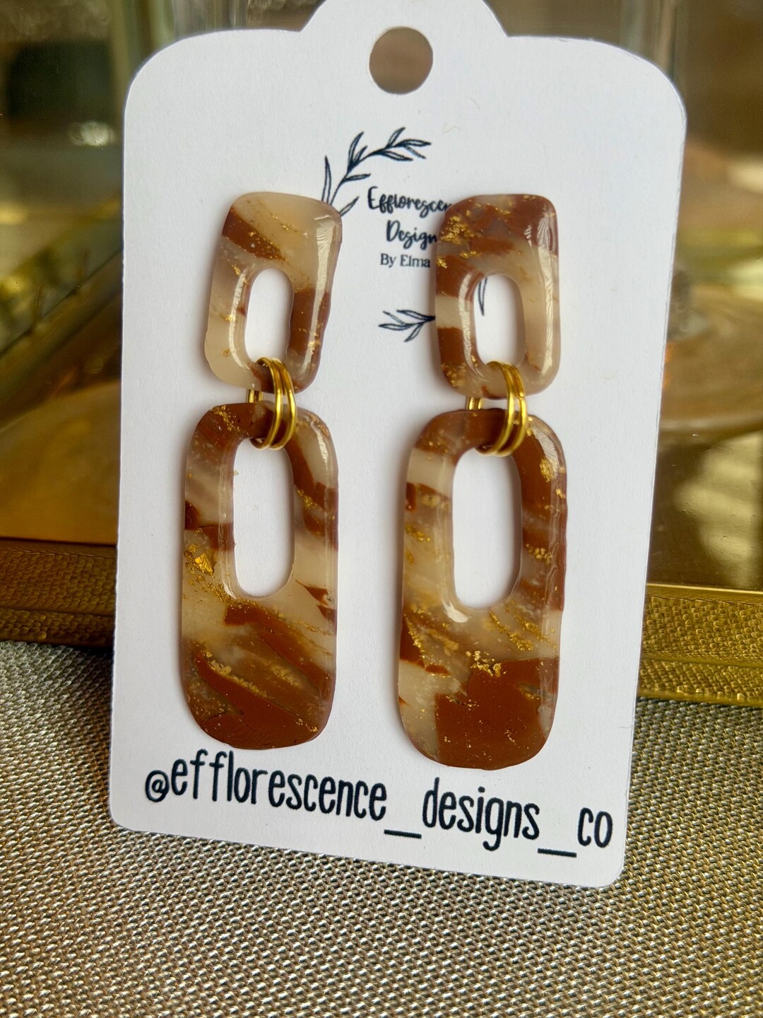 Caramel Mirage Pillar Drop Earrings | Handmade Polymer Clay Earrings ...