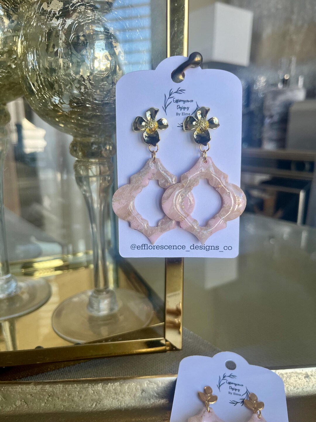 The “meka” Blush Statement Earrings | Pink Pearlized Drop Earrings With ...