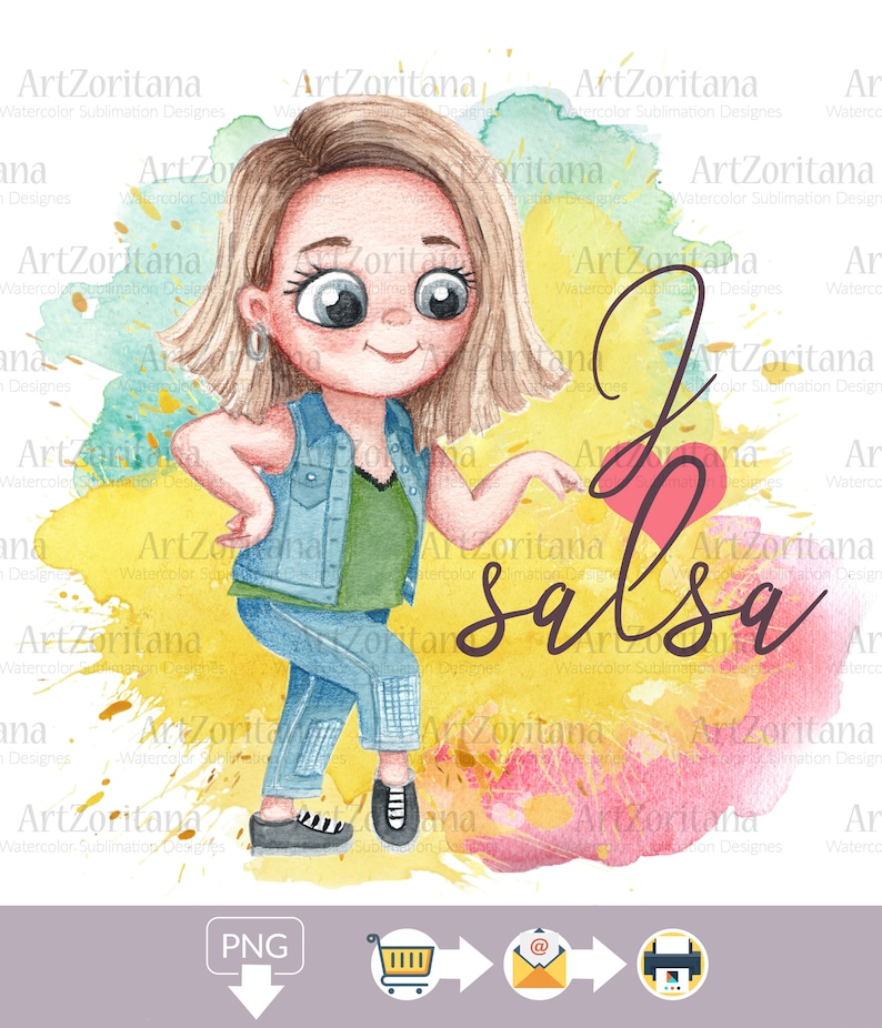 I Love Salsa PNG Sublimation Design | Cute Girl Dance Salsa Sublimation ...