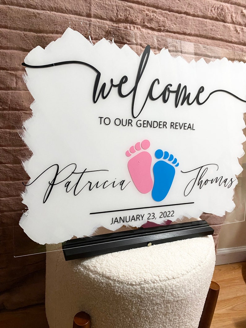 Acrylic Gender Reveal Welcome Sign Personalized Party Acrylic | Etsy