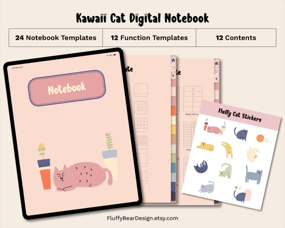 Student Planner Template Cute Digital Notebook Notebook - Etsy