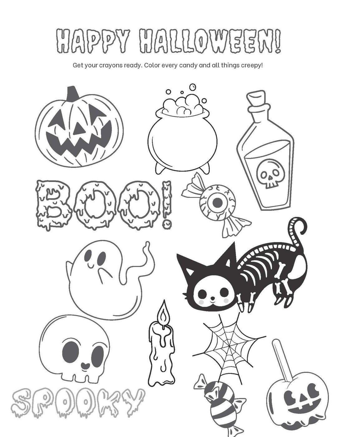 Halloween Coloring Sheet - Etsy