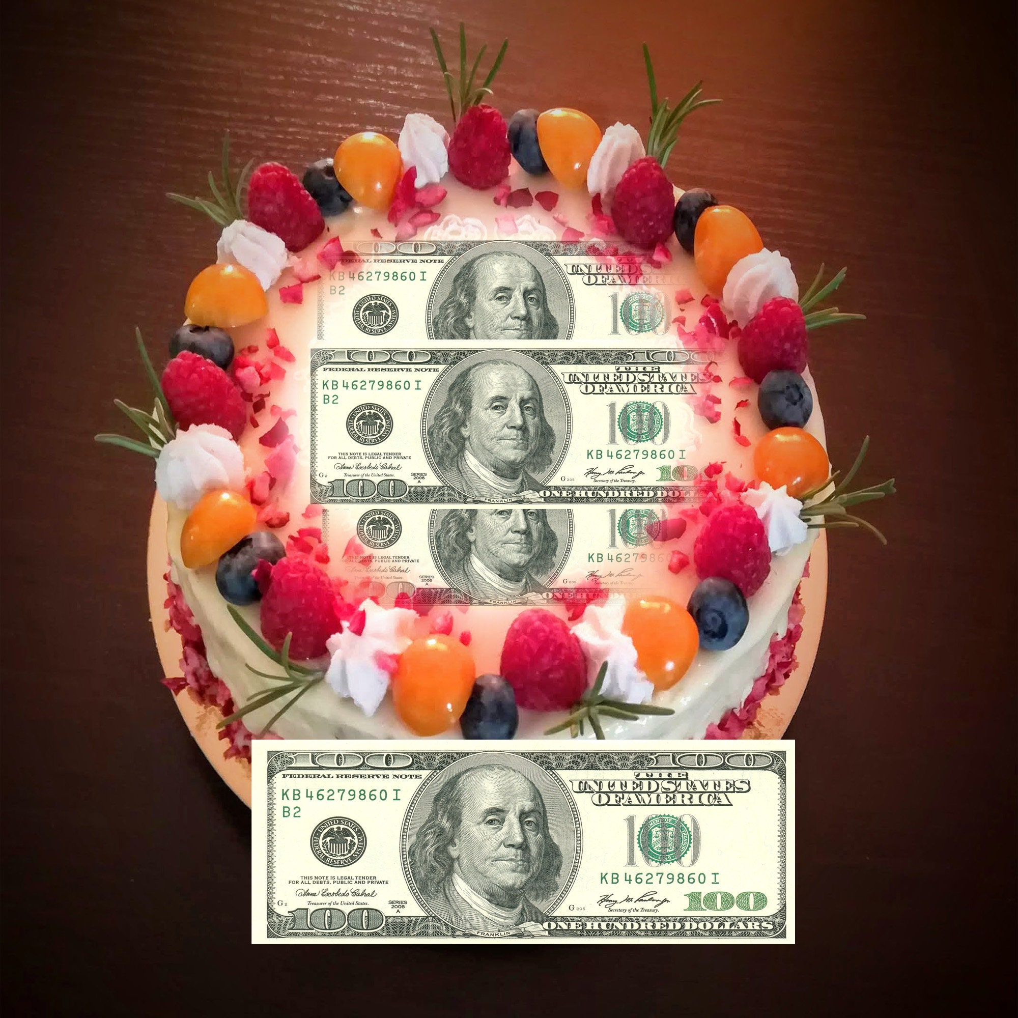 Pre-cut Edible 100 Dollar Bill | Safe for Consumption, Baked Goods ...