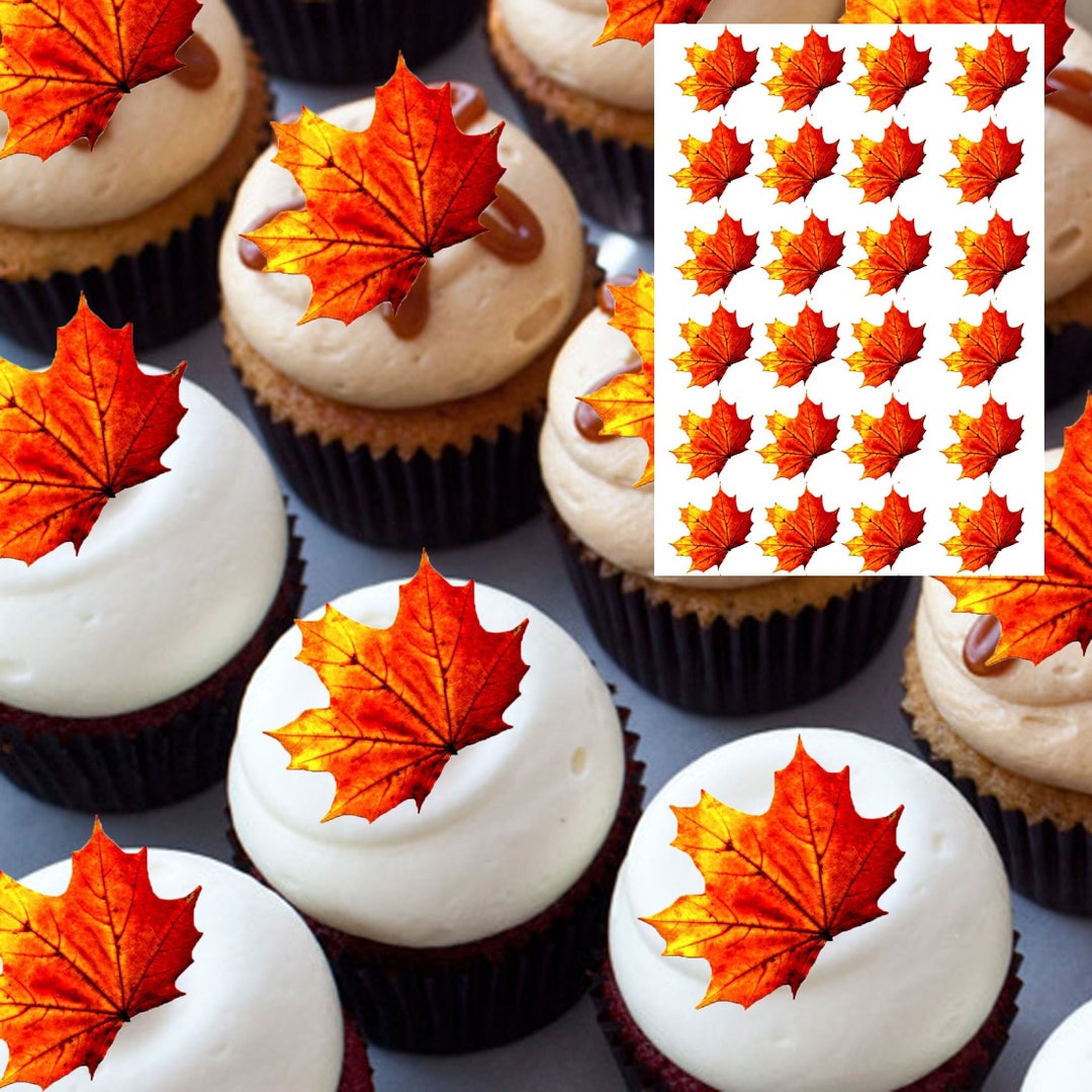 Printed Edible Paper Photo Cake and Cupcake Topper Autumn Maple Leaf - Etsy