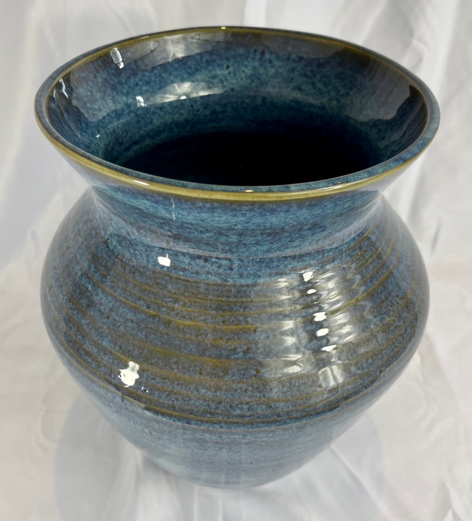 Large Blue Ceramic Vase - Etsy