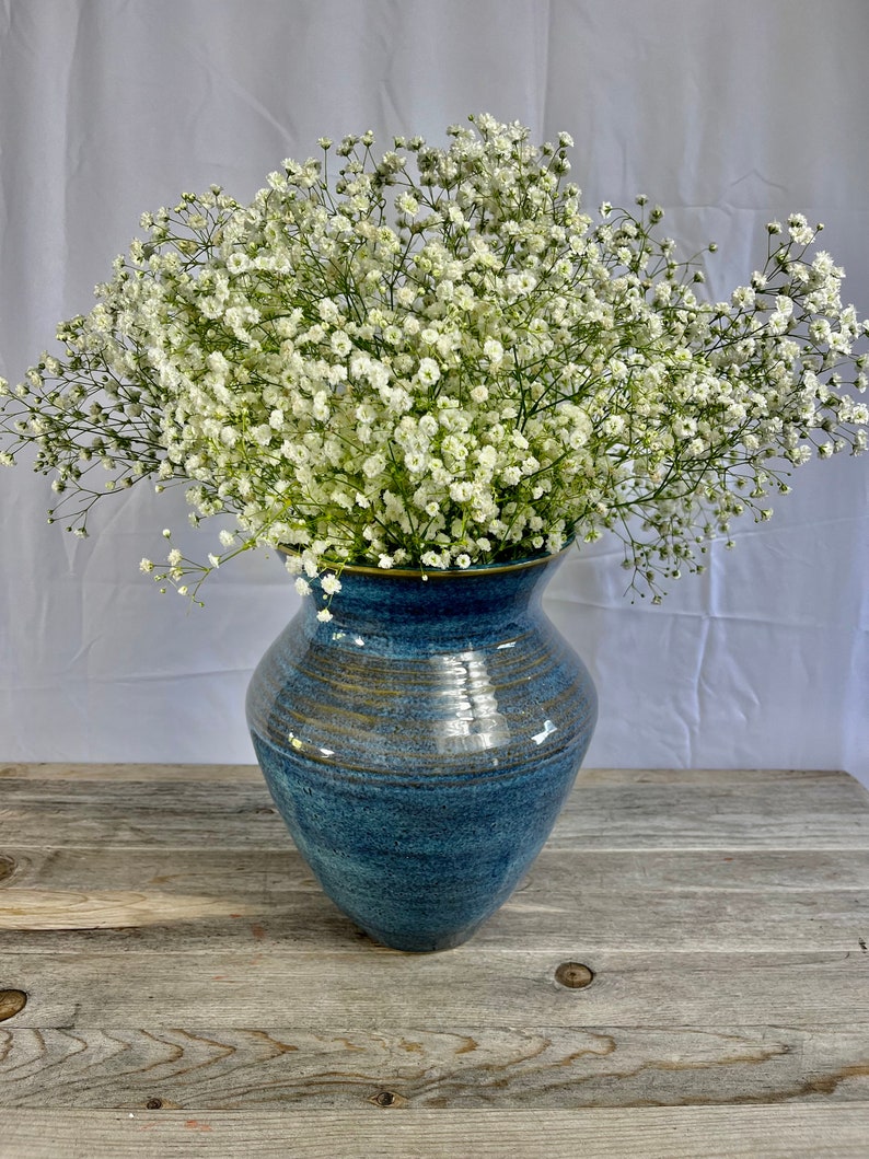 Large Blue Ceramic Vase - Etsy