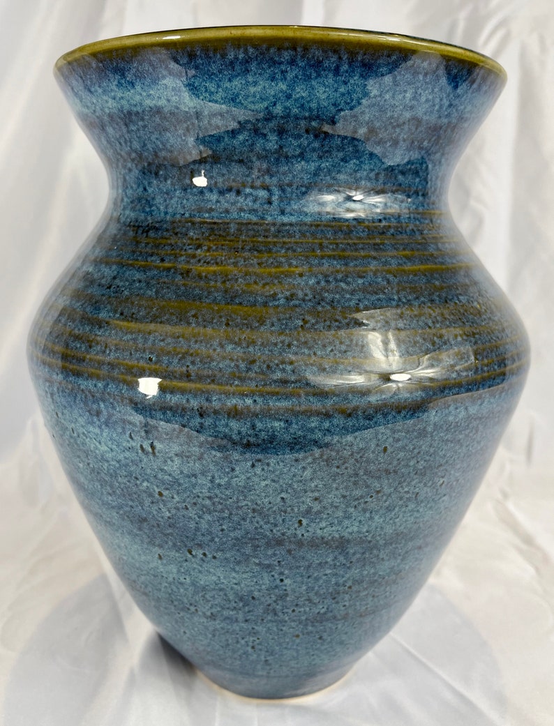 Large Blue Ceramic Vase - Etsy