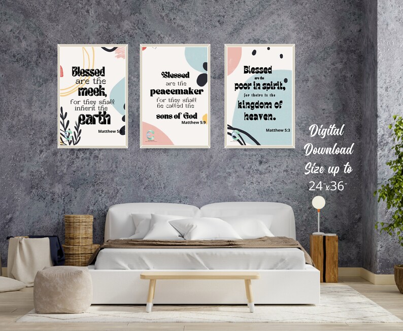 Blessed Beatitudes Christian Wall Art - Etsy