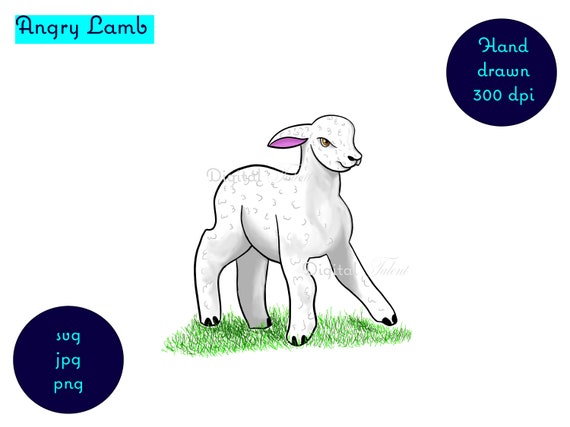 Hand Drawn Cartoon of One Angry Lamb. Svg Jpg Png Files. - Etsy India