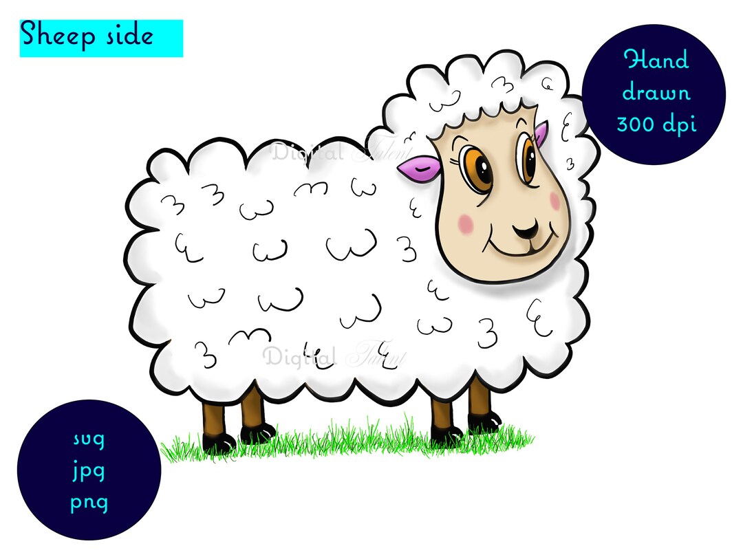 Cute, Hand Drawn Sheep Clipart. Svg, Png, Jpg - Etsy