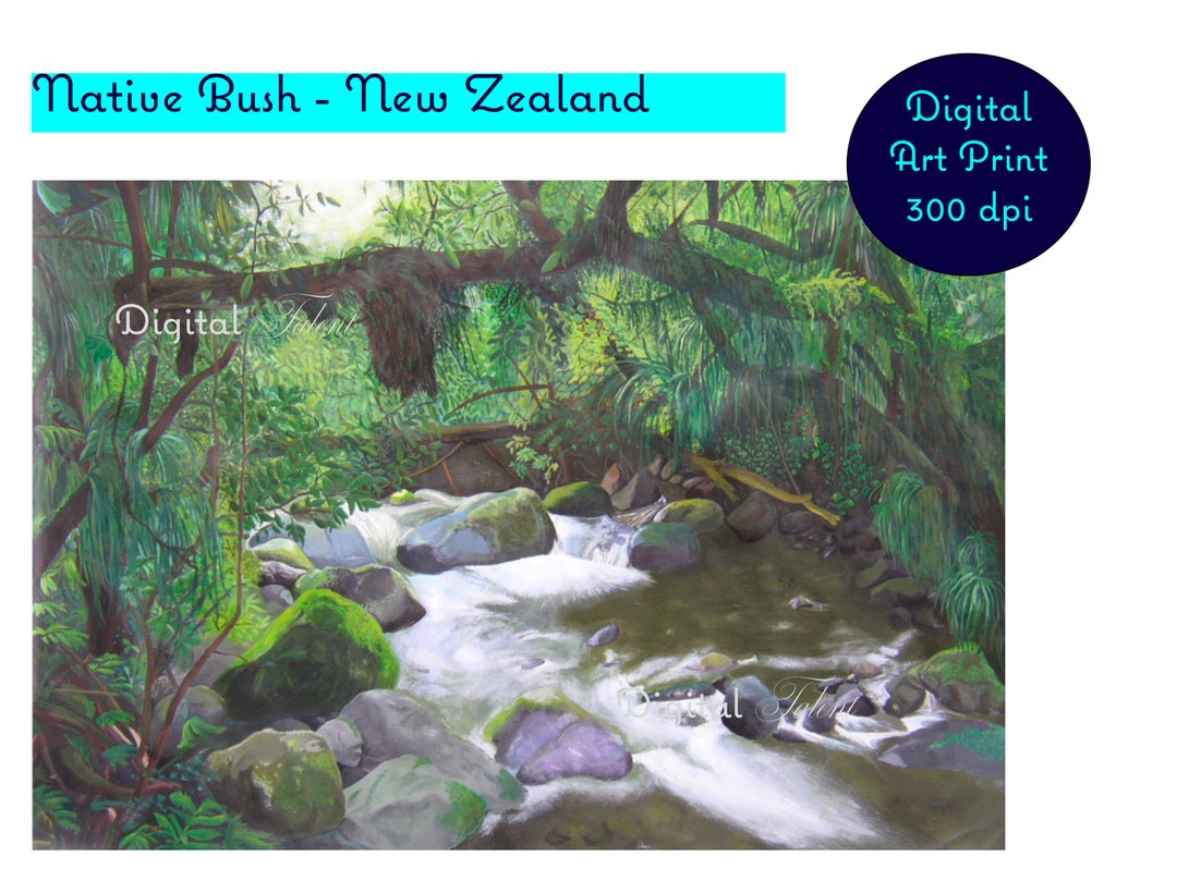 New Zealand Native Bush Digital Art Print for Instant Download - Etsy
