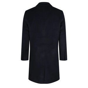 Mens Navy Blue Overcoat Coat Formal Covert Top Mod Winter Warm Long ...