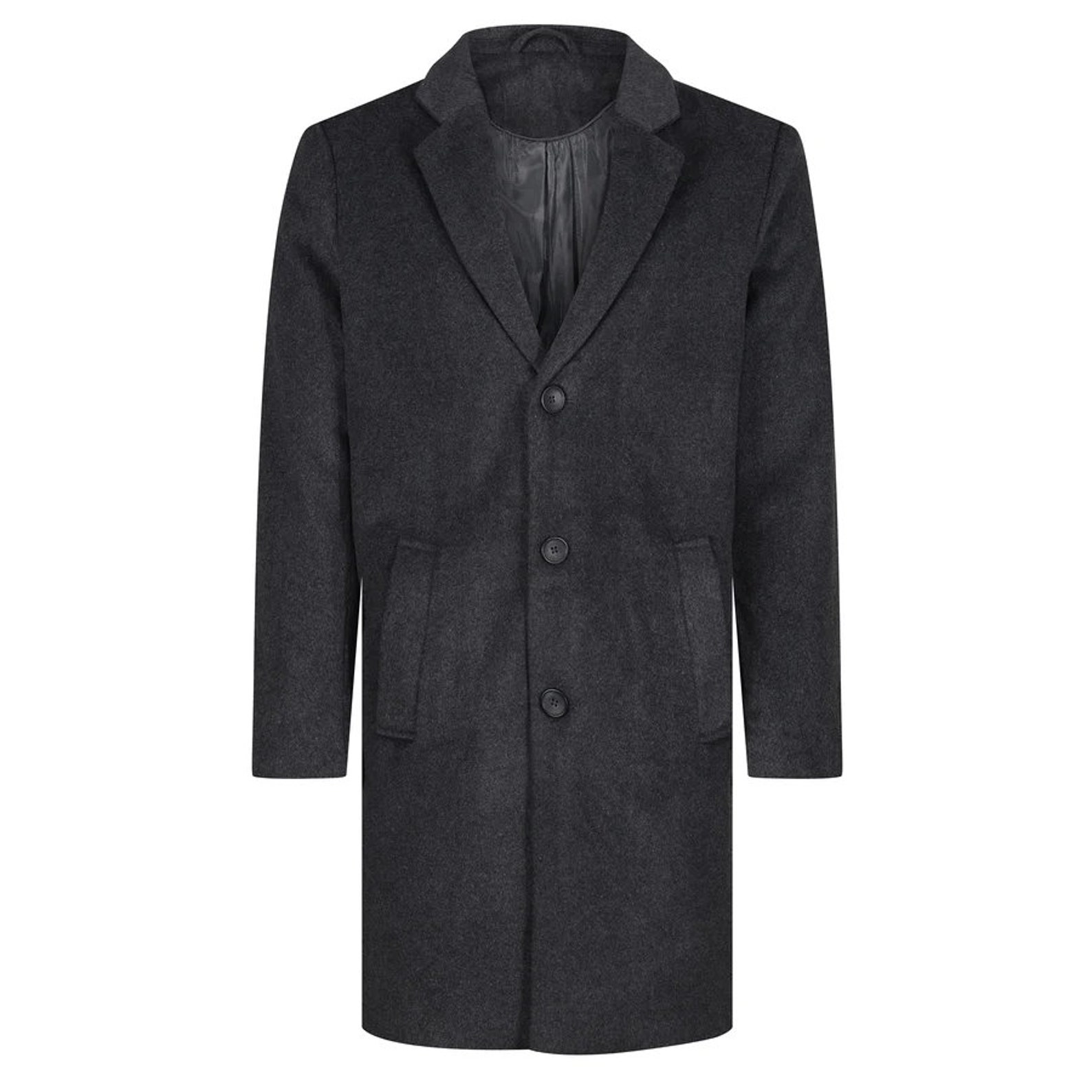 Mens Overcoat Covert Coat Winter Warm Wool Single Breasted Classic Long ...