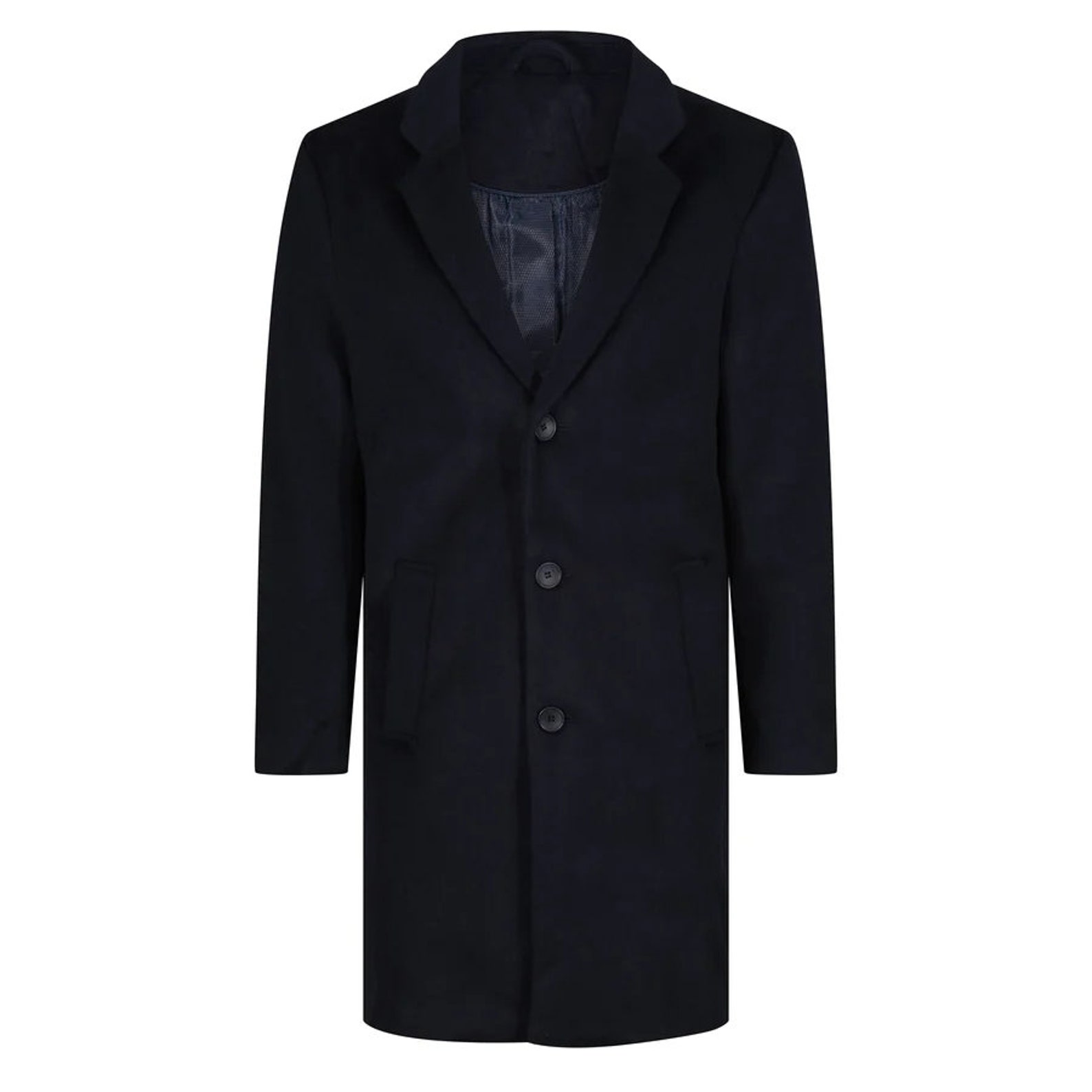 Mens Overcoat Covert Coat Winter Warm Wool Single Breasted Classic Long ...
