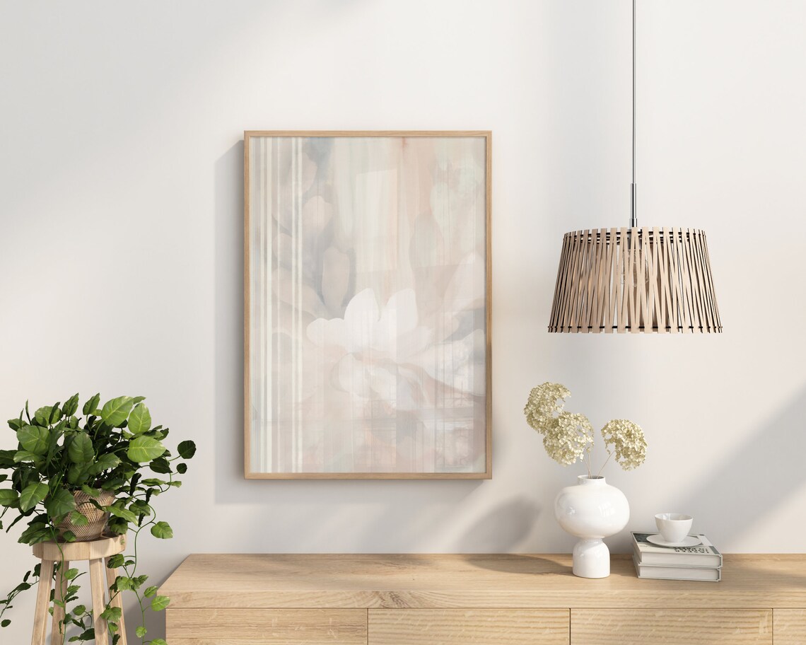 Neutral Color Palette Abstract Floral Printable Wall Art - Etsy