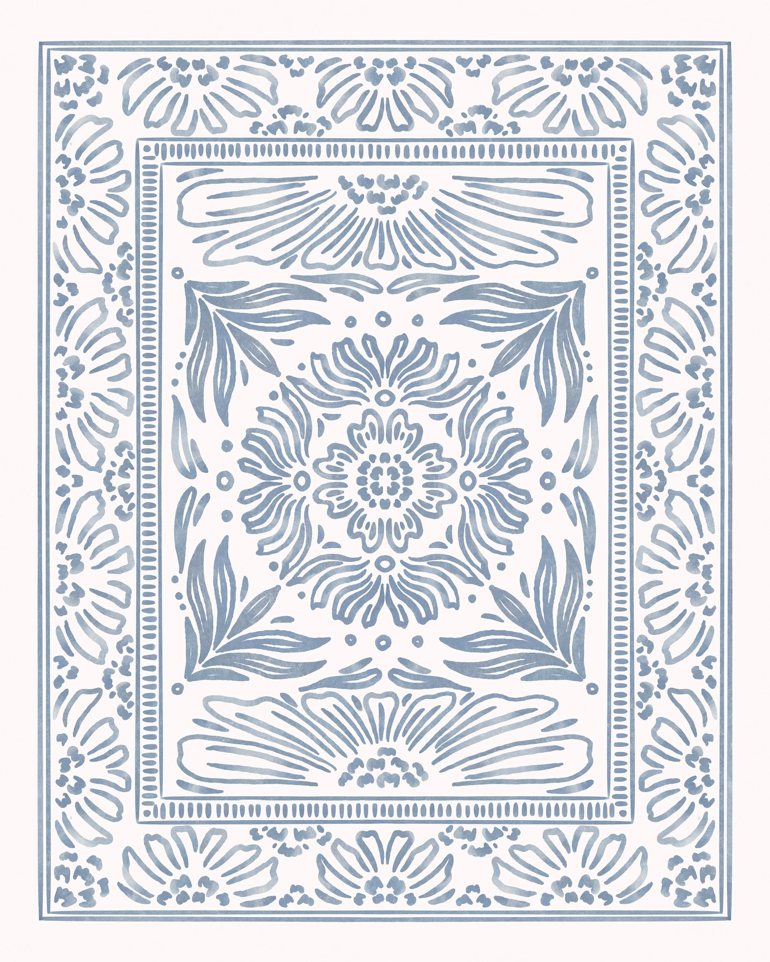 Digital Antique Watercolor Line Drawing Blue Accent Artwork - Etsy