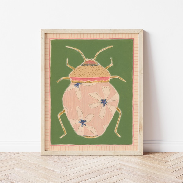 Floral Beetle Print - Etsy
