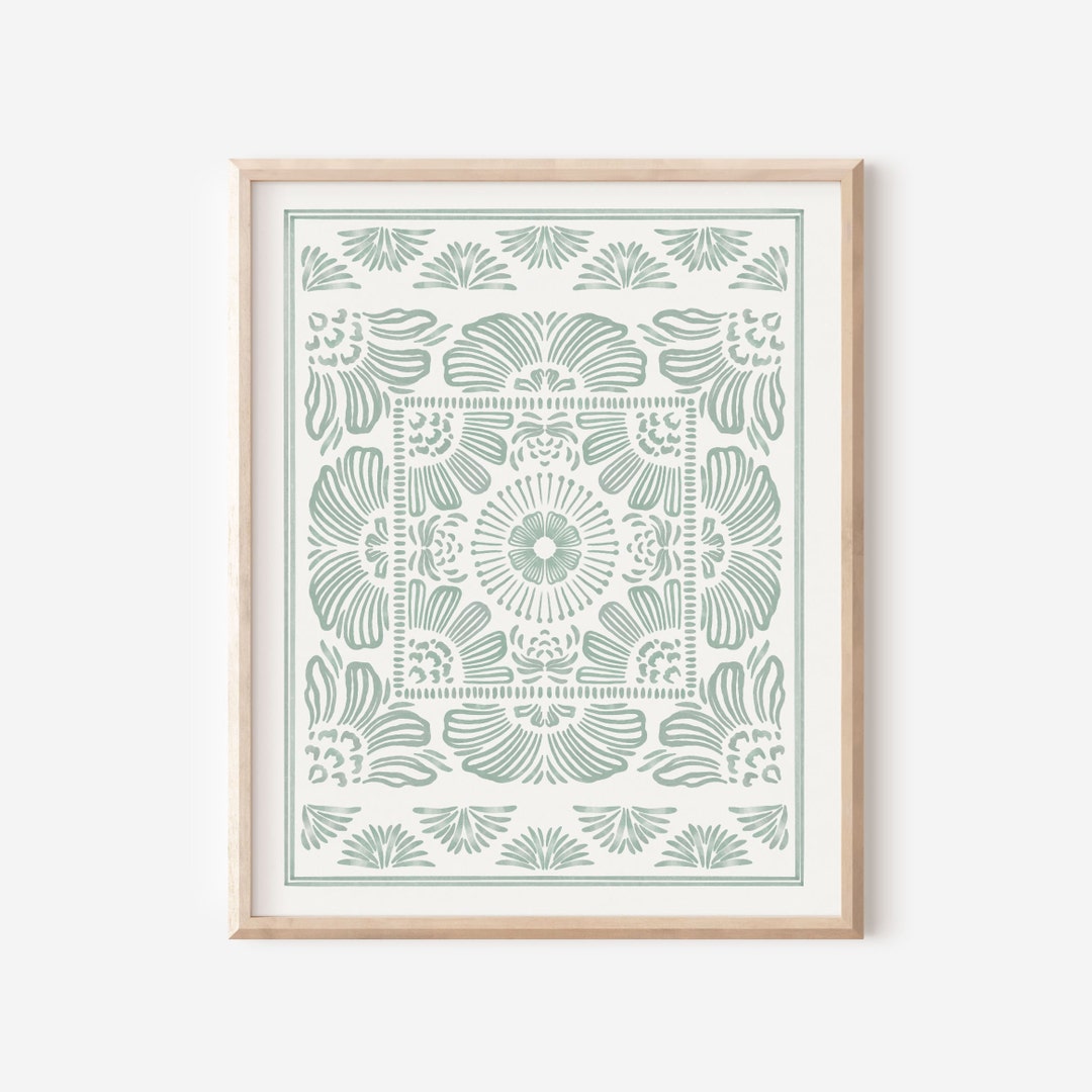 Sage Green Floral Line Drawing | Botanical Watercolor | Cottage Boho ...