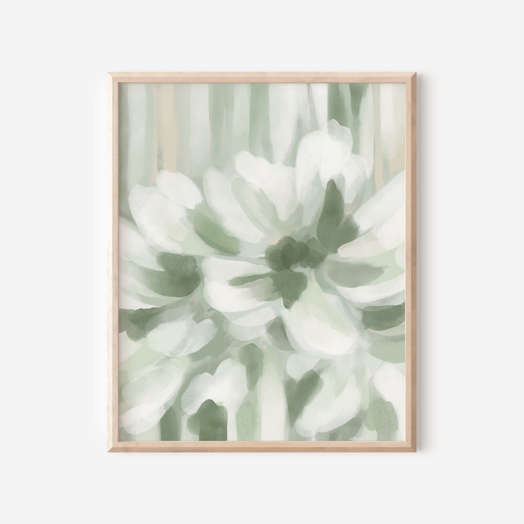Moss Green Abstract Florals | Contemporary Printable Wall Art ...