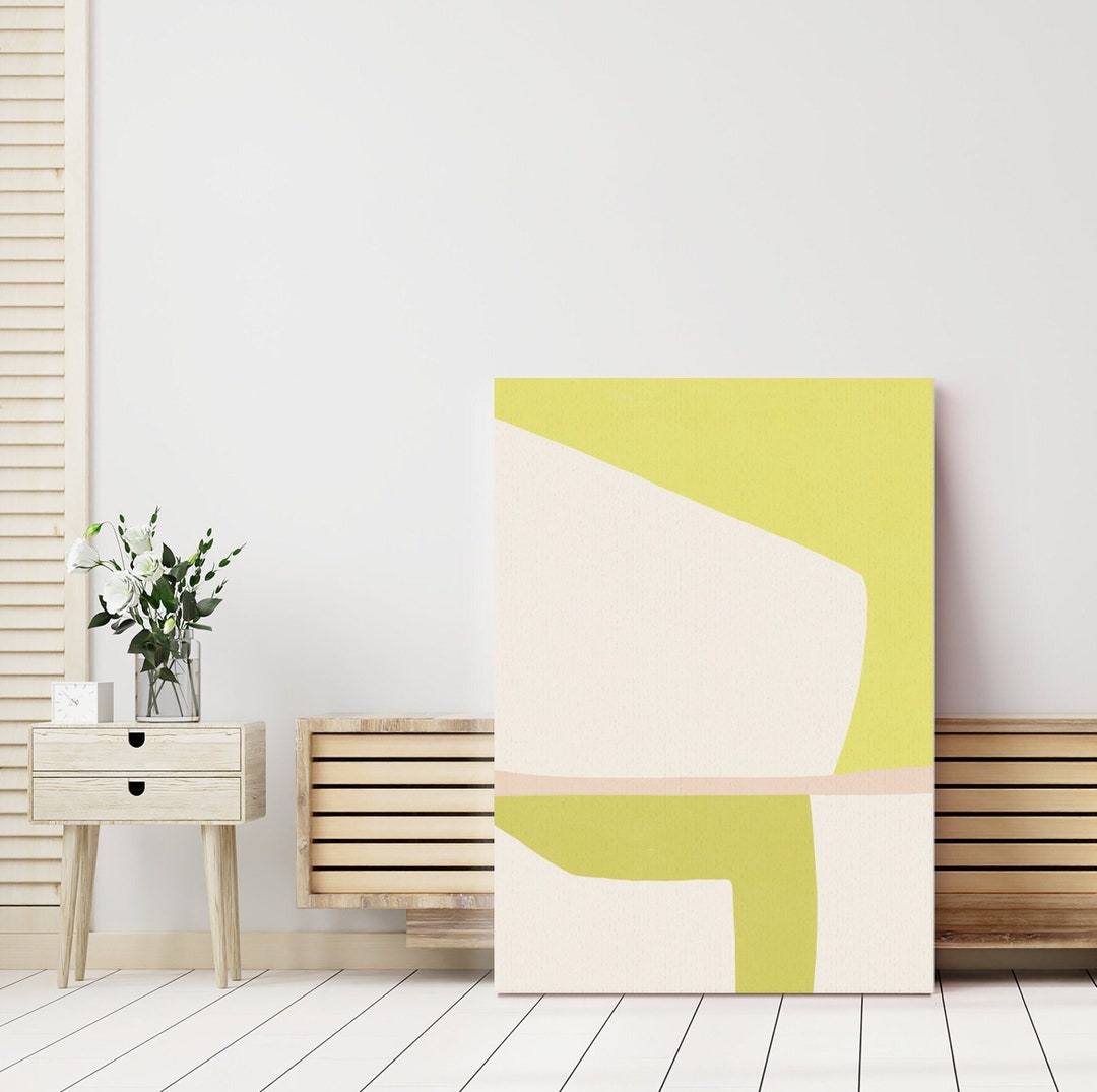 Chartreuse Green Abstract Shapes MCM Art Print Colorful Minimalist ...