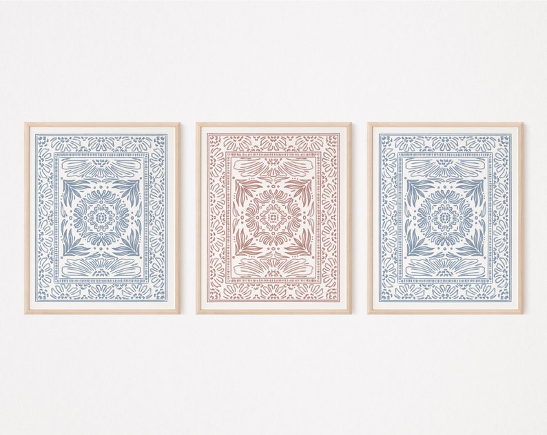 Digital Antique Watercolor Line Drawing Blue Accent Artwork - Etsy