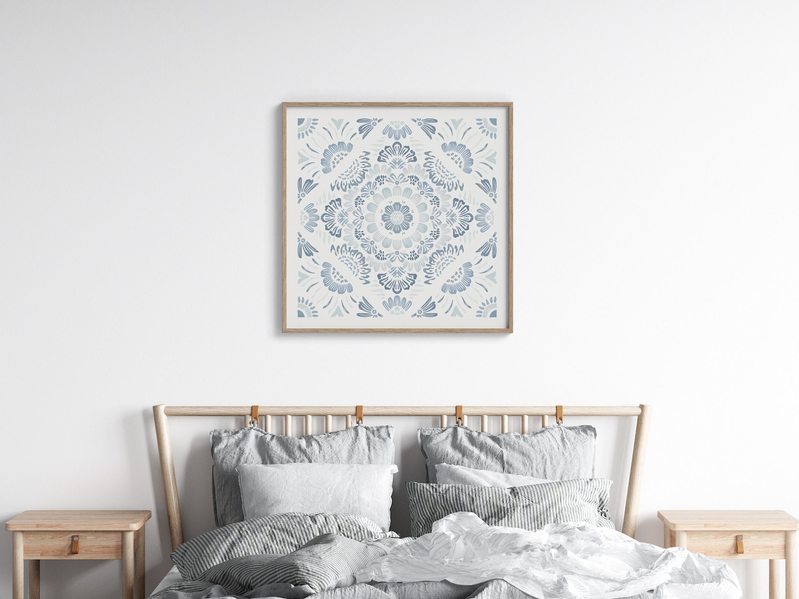 Blue and White Watercolor Floral Mandala Tile Design Digital - Etsy