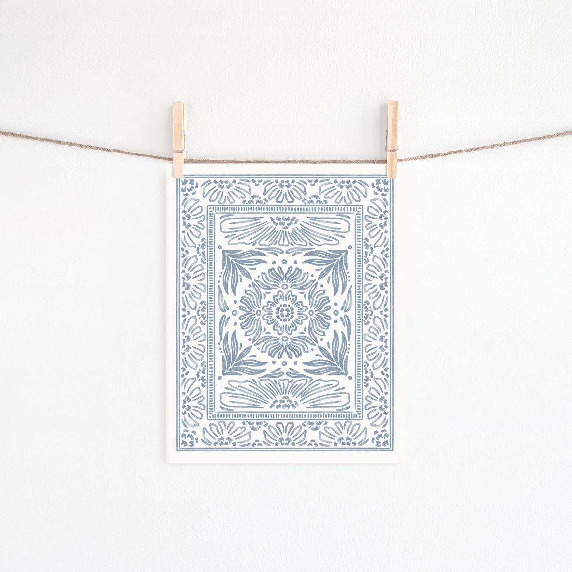 Digital Antique Watercolor Line Drawing Blue Accent Artwork - Etsy