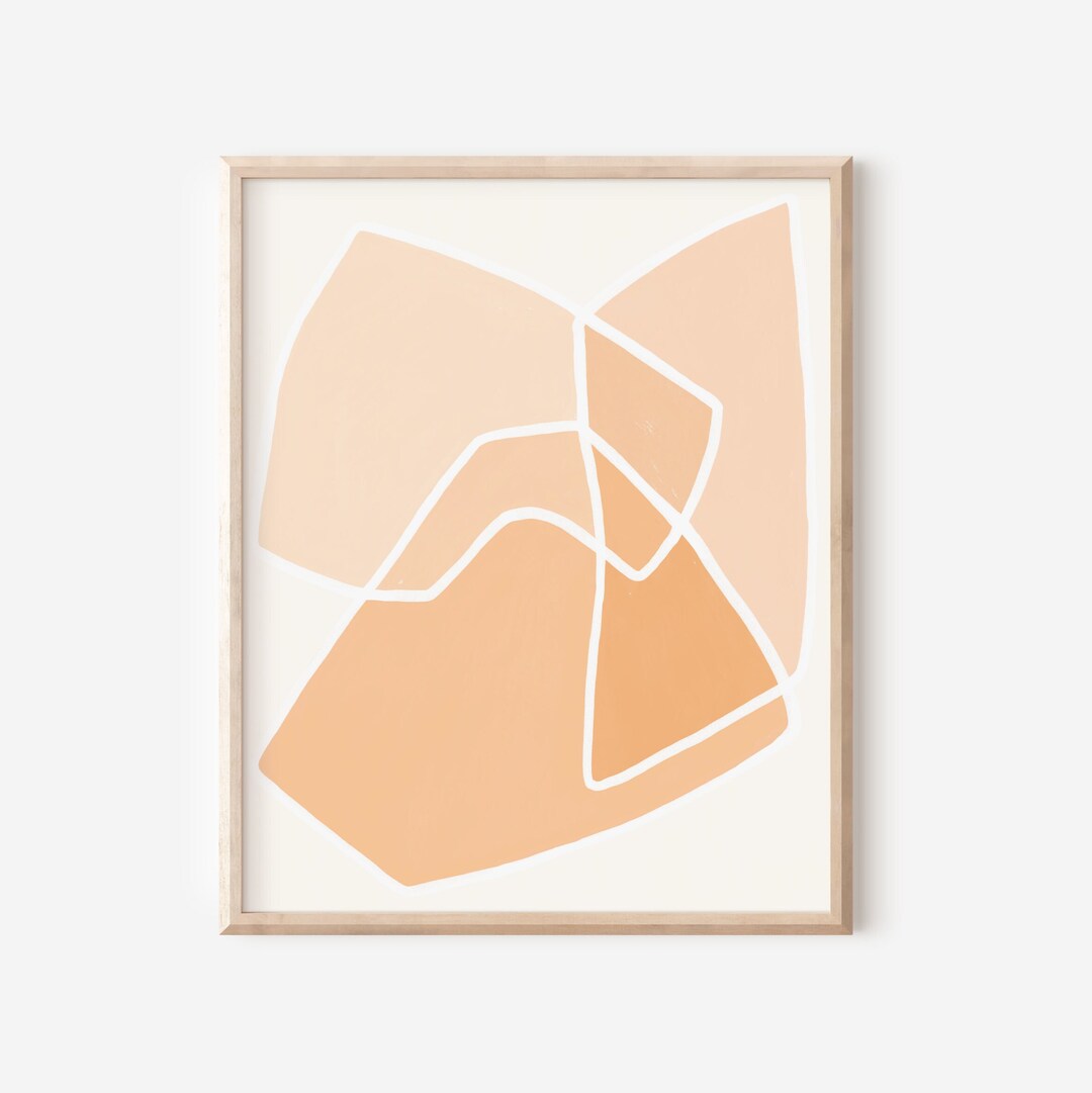 Boho Peach Orange Minimalist Poster Modern Abstract Line Drawing ...