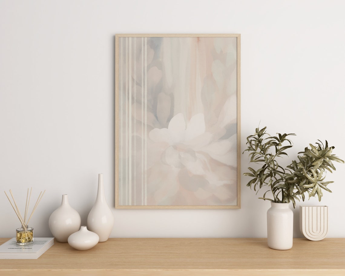 Neutral Color Palette Abstract Floral Printable Wall Art - Etsy