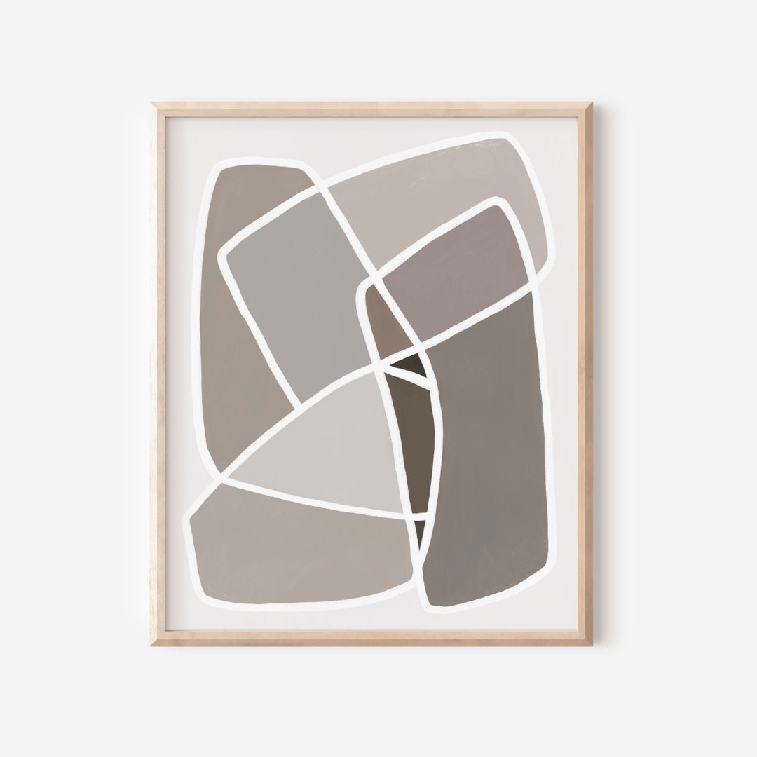 Contemporary Gray Earth Tone Art Print Geometric Shapes Poster Digital ...