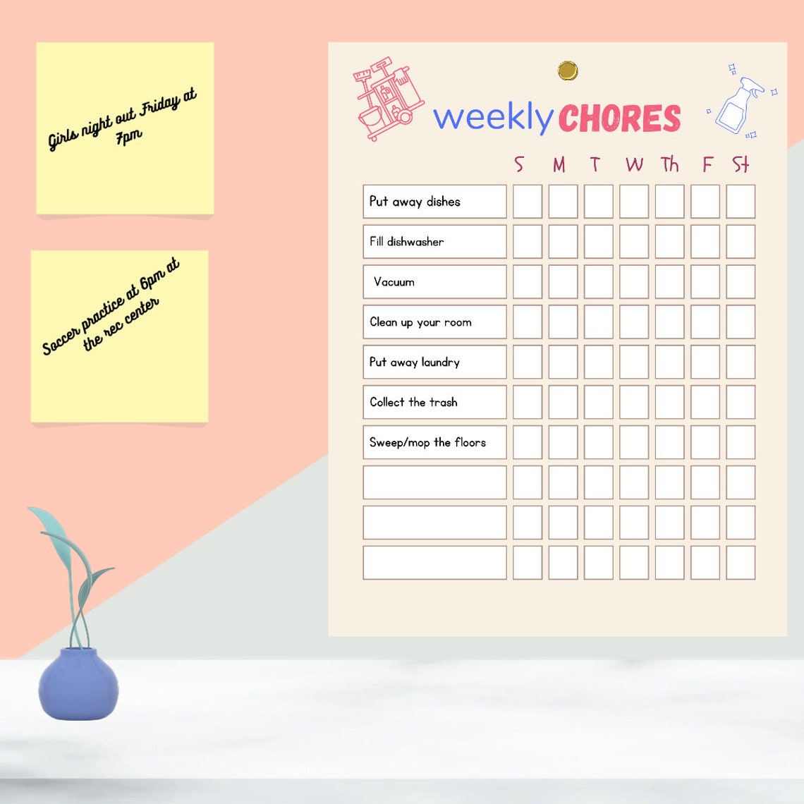 Printable Weekly Chore Planner, Chore Printable, Kids Chore List ...