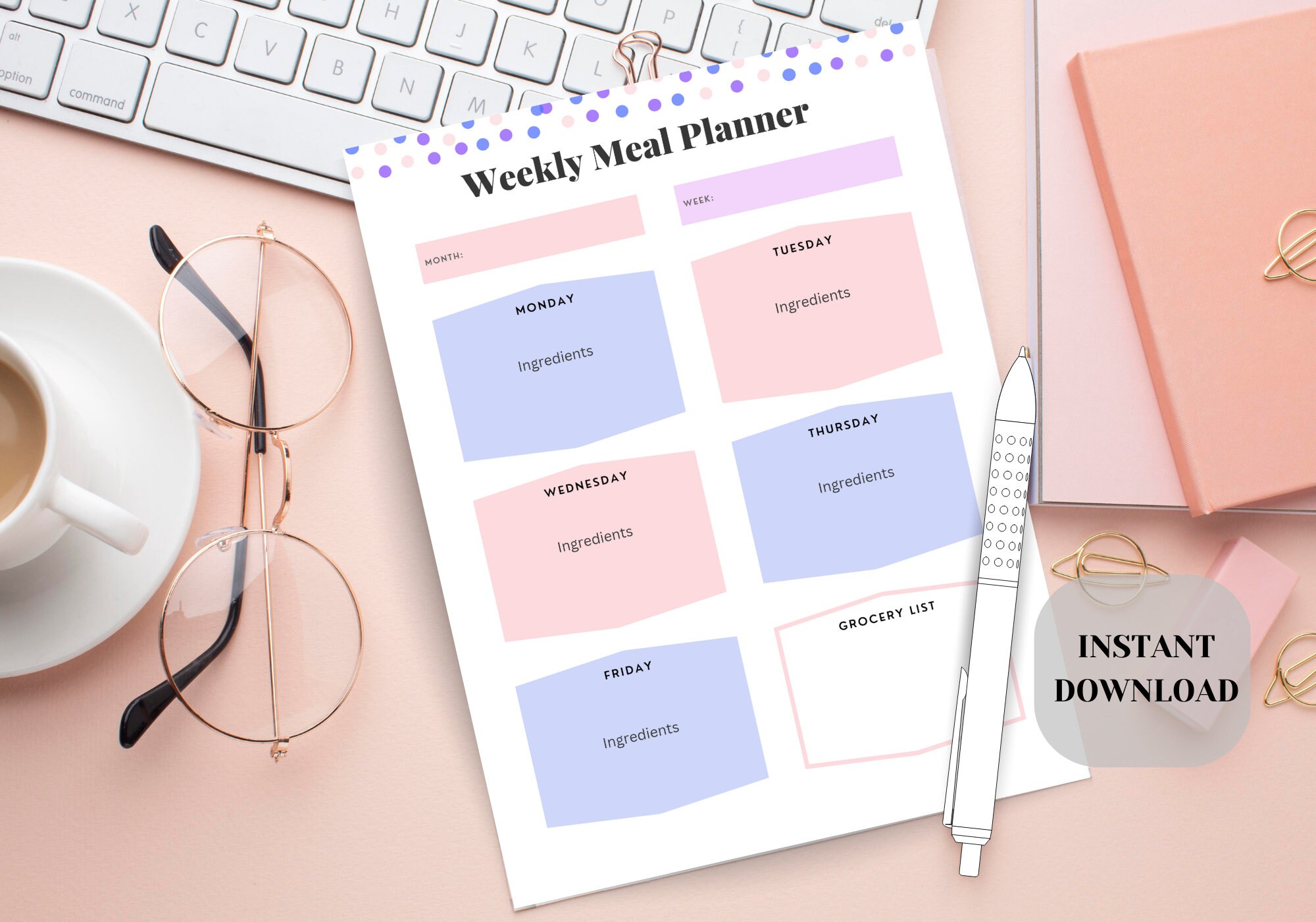 Weekly Meal Planner | Family Meal Organizer | Weekly Menu Planner ...