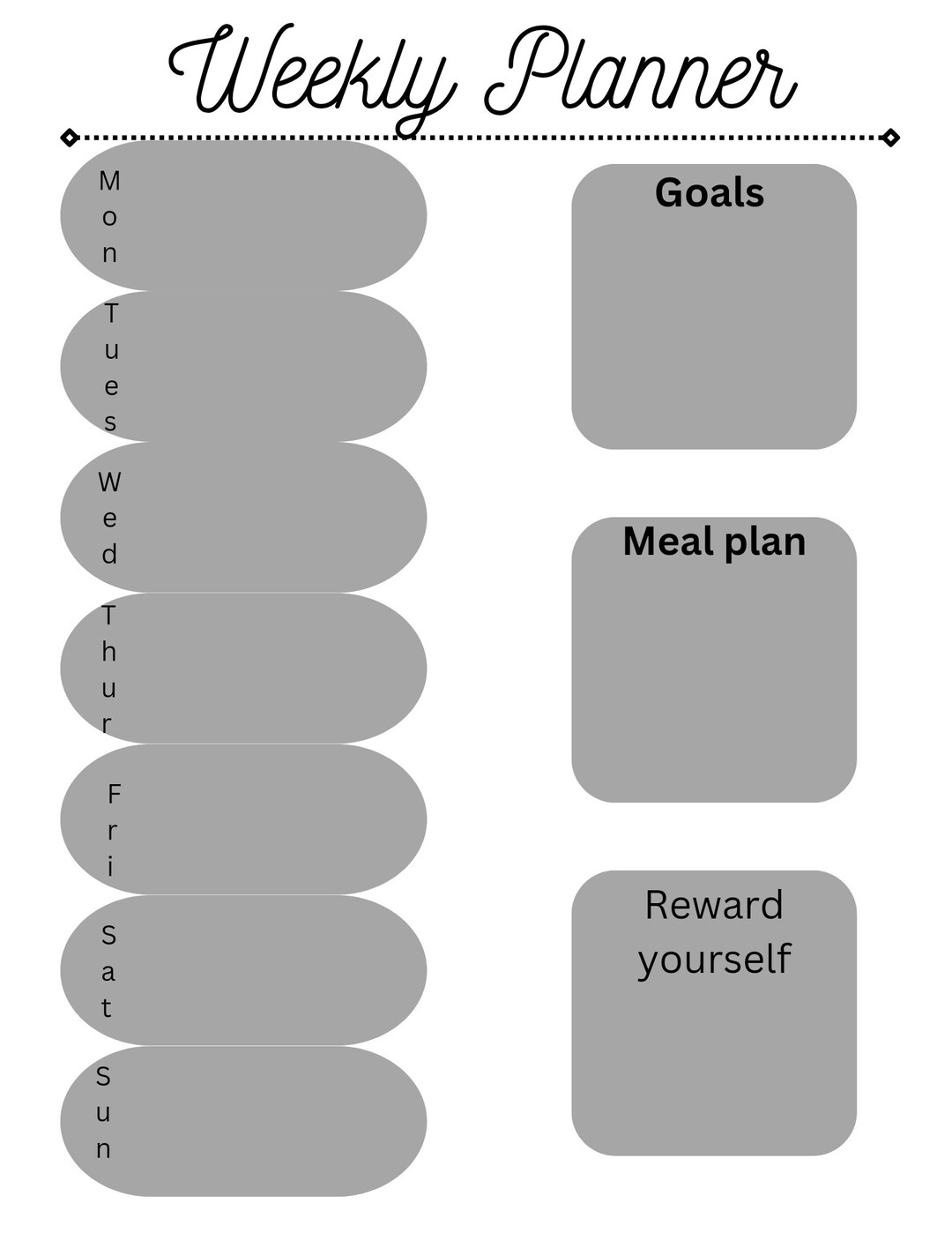 Black and White Weekly Planner Printable - Etsy