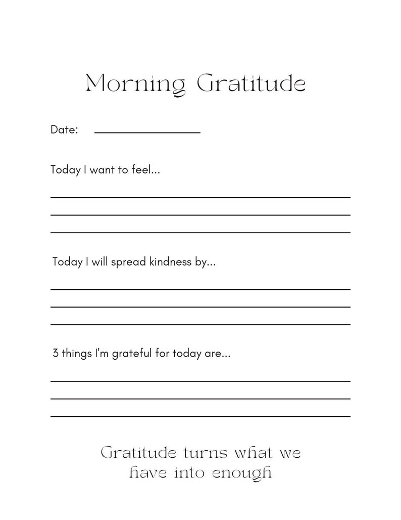 Morning Gratitude Journal Page - Etsy