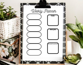 Printable | Weekly Planner | Black and White | Instant Download ...