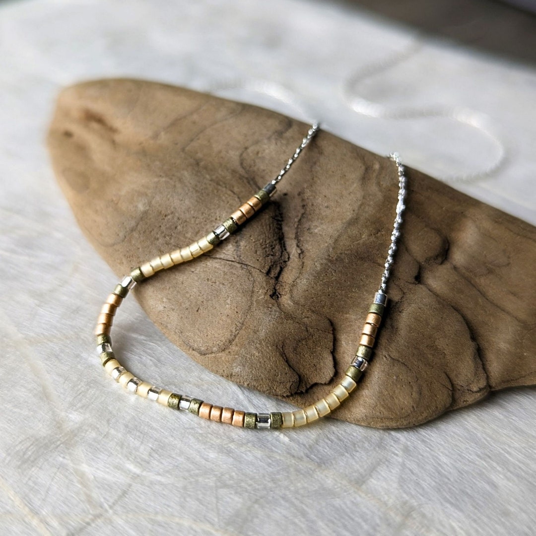 Sterling Silver Miyuki Glass Bead Necklaces Dainty Silver Summer ...