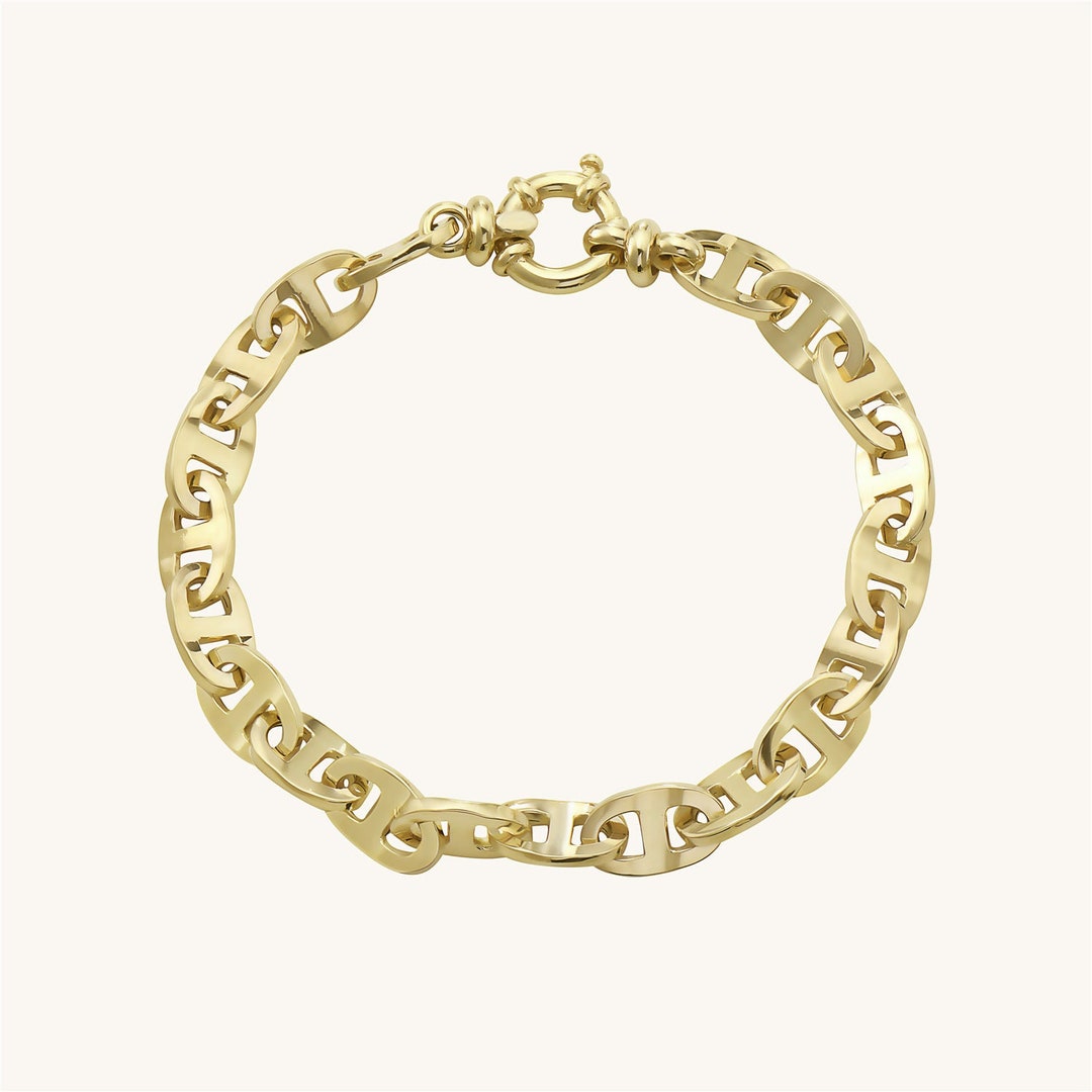 Papa Gold Link Bracelet 14K Gold Mariner Link Bracelet - Etsy