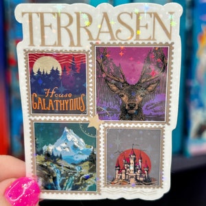 Terrasen Stamps Throne of Glass Holographic Sticker Aelin Tog Water ...
