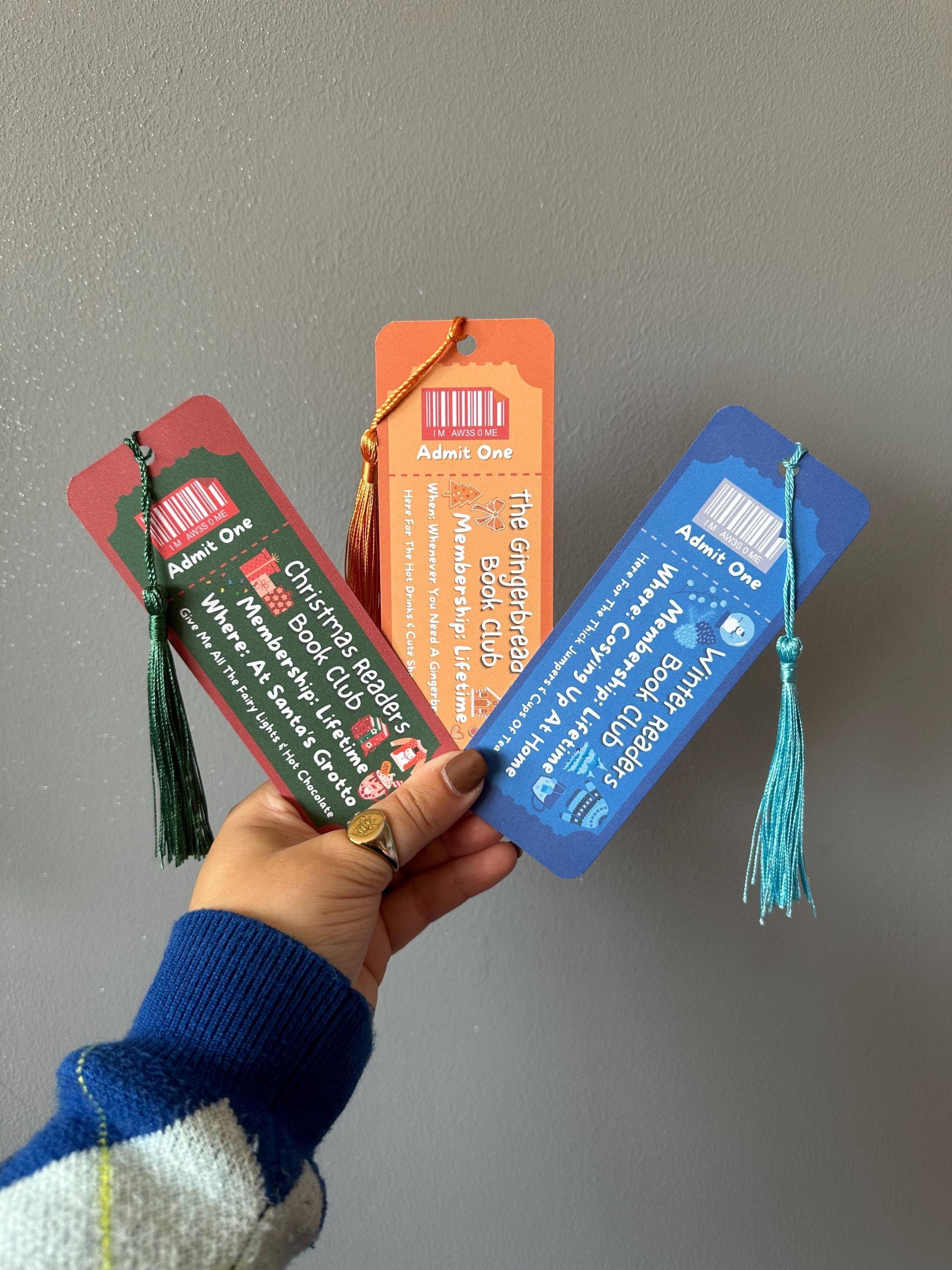 Set of 3 Christmas & Winter Book Club Bookmarks | Christmas Bookmark ...