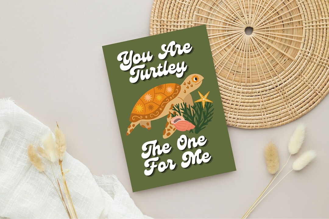 Turtle Pun the One Love Card | Animal Pun Valentines Day Card, Cute ...