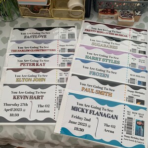 Personalised Custom Event Ticket Gift Reveal | Gig Concert Ticket Gift ...