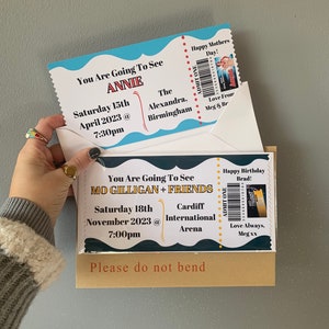 Personalised Custom Event Ticket Gift Reveal | Gig Concert Ticket Gift ...