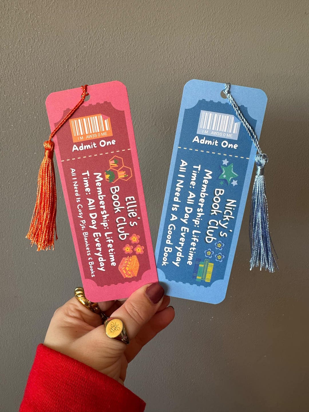 Personalised Custom Name Book Club Bookmark | Bookmark Ticket Voucher ...