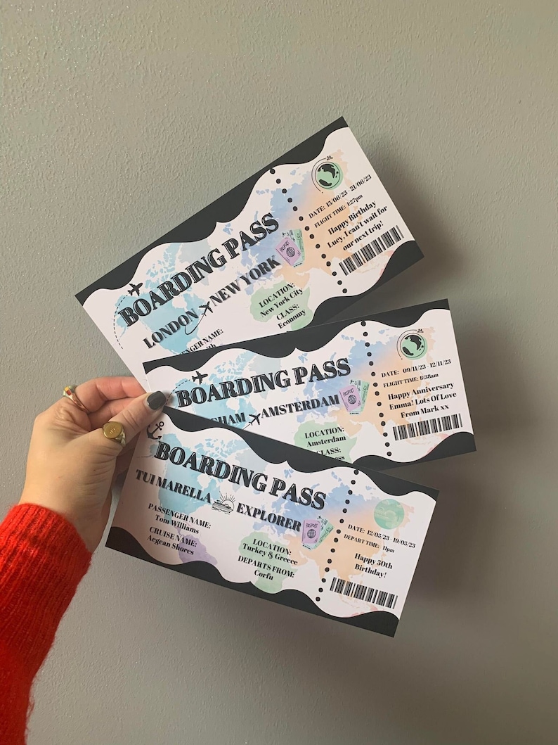 Personalised Custom Boarding Pass Ticket Surprise Holiday - Etsy