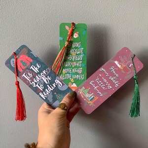 Set of 3 Christmas & Winter Book Club Bookmarks | Christmas Bookmark ...